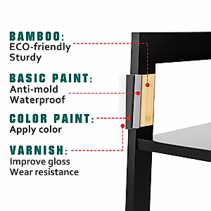 WTZ Upgraded Bookshelf with Drawers, Storage Book Shelves, 5 Tier Tall Bookcase, Modern Open Ladder Shelf for Bedroom, Living Room, Bathroom, Kids Room, Office, MC-519 (Black)