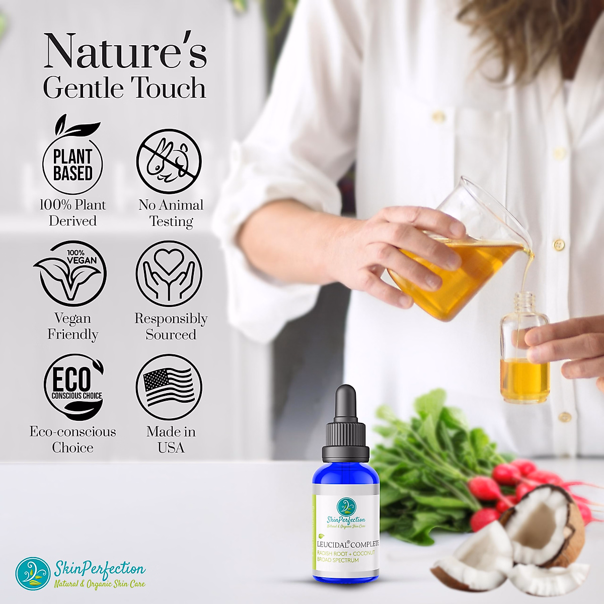 Skin Perfection Leucidal Liquid Complete - Alternative Preservative for Lotion Making with Radish Root Liquid & Coconut Extract - Leucidal Complete Preservative for Cosmetics & Skincare Products 0.5oz