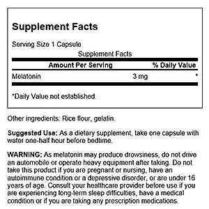 Swanson Melatonin 3 Milligrams 60 Capsules (2 Pack)