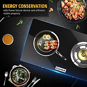 Outdoor & Indoor Portable Propane Stove, Single & Double Burners with Gas Premium Hose for Backyard Kitchen, Camping Grill, Hiking Cooking, Outdoor Recreation (RQ62-LARGE,2Burners)