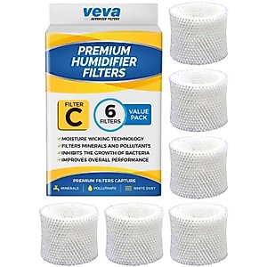 VEVA 6-Pack Premium Humidifier Filters - Replacement for HW Filter C, HC-888, HC-888N - Compatible with Cool Moisture Evaporative Humidifiers & HCM-890 Series