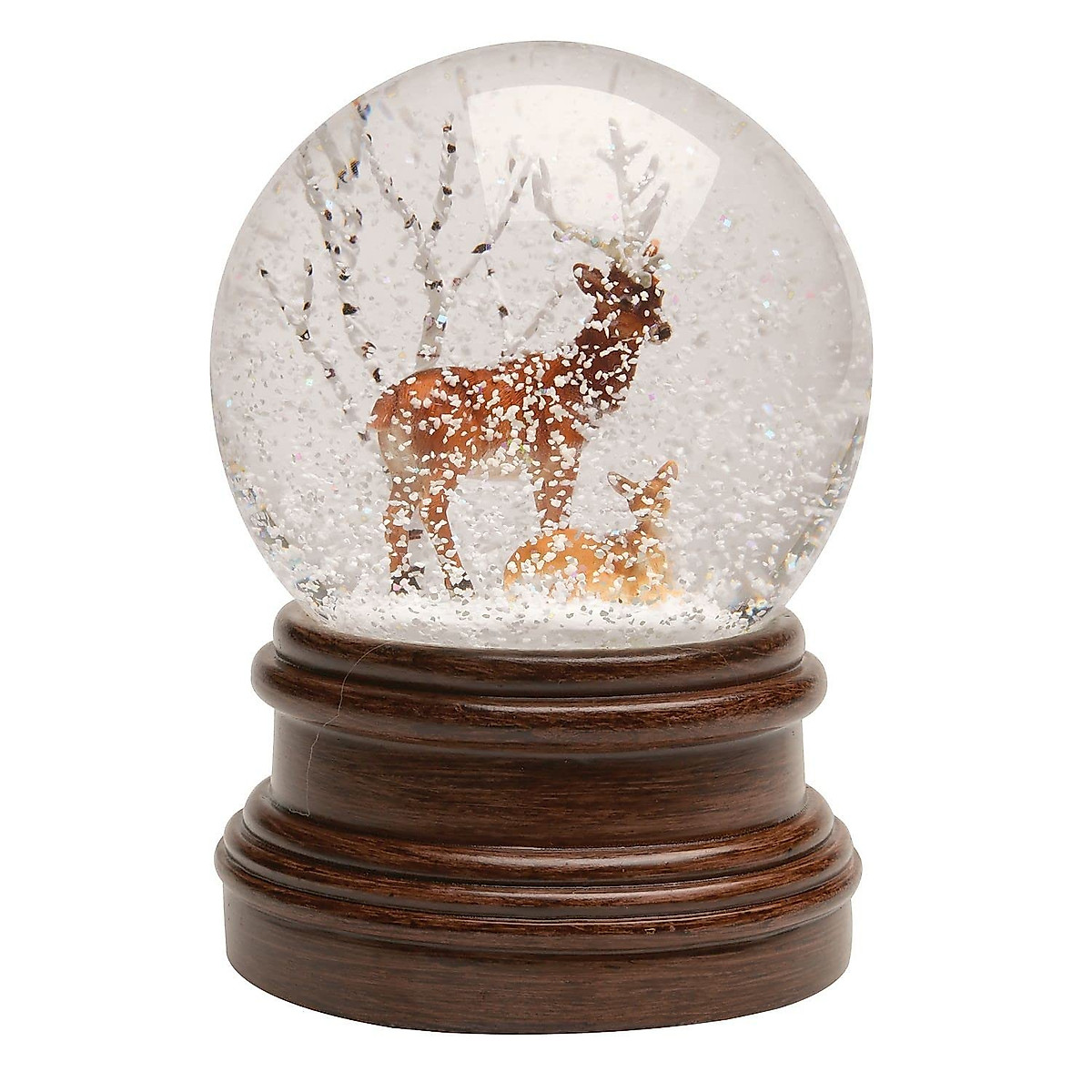 ART & ARTIFACT Christmas Snow Globe - Wind Up Musical Snowglobe, Water Globe Christmas Decor - Woodland Deer Snow Globe