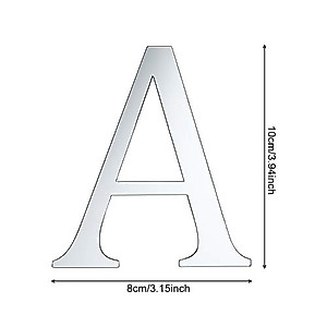 27 Pieces Alphabet Mirror Decal Name Sticker Art Silver Acrylic 26 Letters Wall Decals with & Symbol Decorative Mirror Wall Stickers for Wedding Children Baby Girls Birthday Party Bedroom