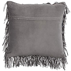 Mina Victory Shag Metallic Ribbon Shag Pewter 20" x 20" Throw Pillow