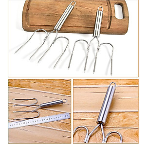 Thanksgiving Turkey & Roast Lifters, Stainless Steel Roaster Forks, Transfer Chicken or Ham Poultry Lifters Easily, Four Needle Meat Fork, Set of 2