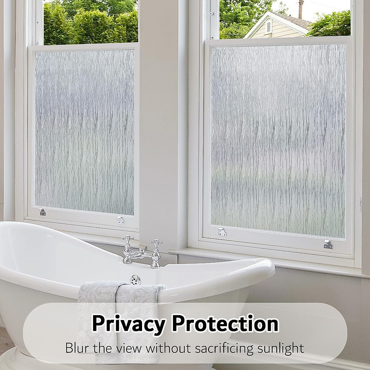 VELIMAX Frosted Window Privacy Film Non Adhesive Window Cling Removable Glass Covering Clear Water Opaque Window Film for Home Anti UV 17.7x78.7 inches