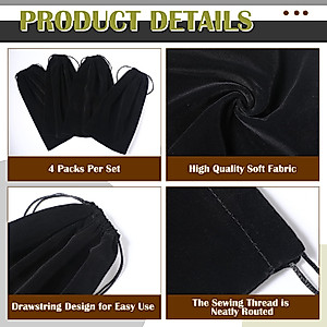 Saintrygo 4 Pieces Silver Storage Bags Anti Tarnish Cloth Bag for Storage, Jewelry, Flatware, Silverplate, Silver Polishing Cloth for Tarnish Cleaning(9.8 x 12.8 Inch,Black)