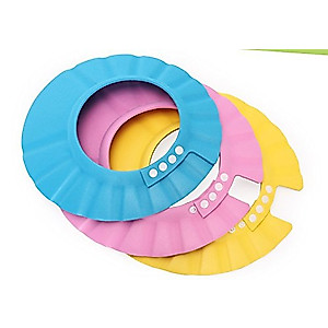 Elandy 3pcs Soft Adjustable Shampoo Bath Bathing Shower Cap Hat Wash Hair Sheet Hat for Baby Kids Children Color Random