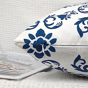 Coliuso Decorative Throw Pillow Covers 18x18 Set of 4, Blue Modern Simple Square Pillow Case Cushion Cover for Sofa Couch Farmhouse Outdoor Living Room (Blue, 18"x18")