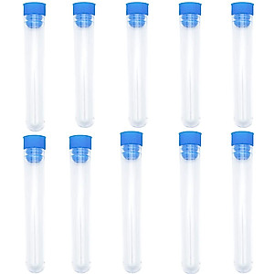 10Pcs 7x100mm Test Tubes with Blue Caps Clear Plastic Test Tubes Set for Halloween, Christamas, Scientific Themed Kids Birthday Party Supplies, Daily Storage Home Storage Box Sealed Bottle