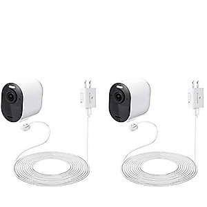 25ft/7.6m Weatherproof Outdoor Charging Cable with Quick Charge Adapter Compatible with Arlo Ultra/Ultra 2/Pro 3/Pro 4 (2 Pack, White) (NOT Compatible with Arlo Essential Spotlight)