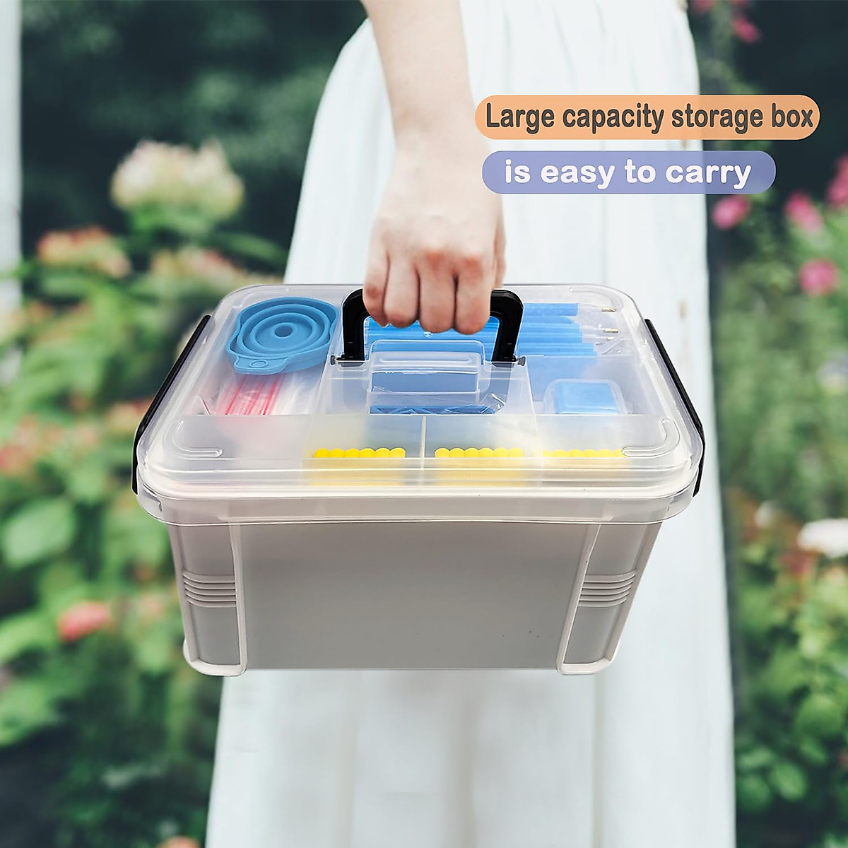 Diamond Painting Storage Containers Diamond Art Accessory Kits with Shockproof Jars,Diamond Painting Accessorys Tool Kits Craft Jewelry Bead Rhinestones Diamond Paintings Tools Organizer Box (Blue)