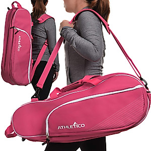 Athletico 6 Racquet Tennis Bag | Padded to Protect Rackets & Lightweight | Professional or Beginner Tennis Players | Unisex Design for Men, Women, Youth and Adults (Pink)