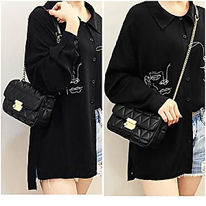 Jopchunm Crossbody Bags for Women Quilted Shoulder Purse with Convertible Chain Strap Classic Satchel Handbag