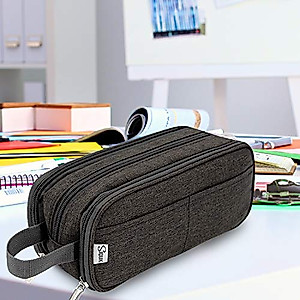 SIQUK Pencil Case Large Capacity Pencil Bag 3 Compartments Stationery Bag Case Marker Pen Holder Storage Organizer for Gilrs Boys and Adults