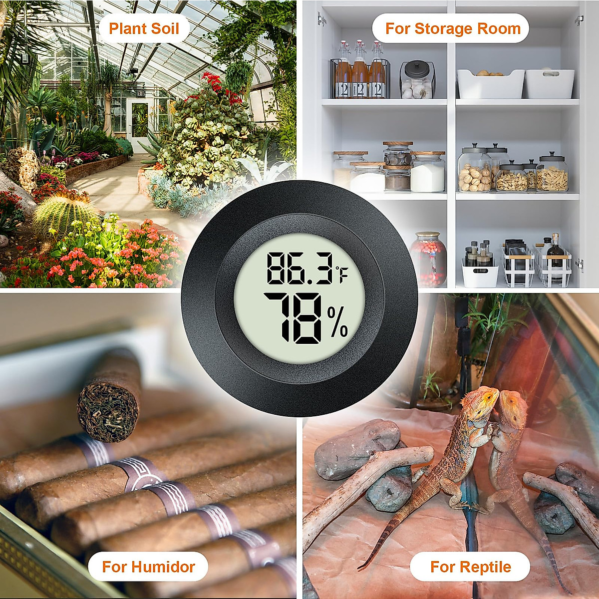 2 Pack Hygrometer Thermometer Mini Digital LCD Monitor Indoor/Outdoor Humidity Meter Gauge Temperature for Humidifiers Dehumidifiers Greenhouse Reptile Humidor Fahrenheit/Celsius(℉/℃) by QPEUIM