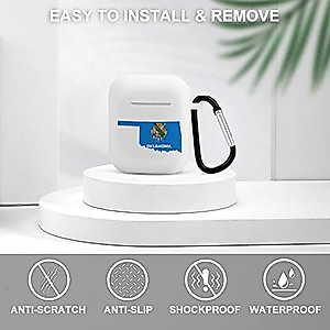 Oklahoma Flag Silicone AirPods Case Protective Cover Compatible with AirPods 2 & 1 with Keychain