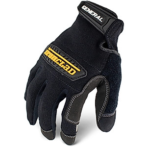 Ironclad General Utility Work Gloves GUG, All-Purpose, Performance Fit, Durable, Machine Washable, (1 Pair), Large - GUG-04-L , Black