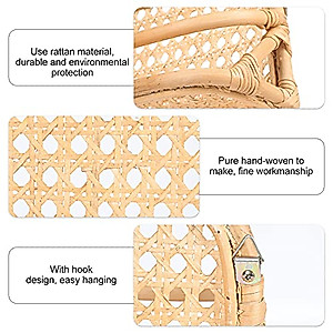 FRCOLOR Rattan Wall Shelf Floating Shelf Decorative Shelves Hanging Basket for Kitchen Bathroom Boho Nursery Wall Decor