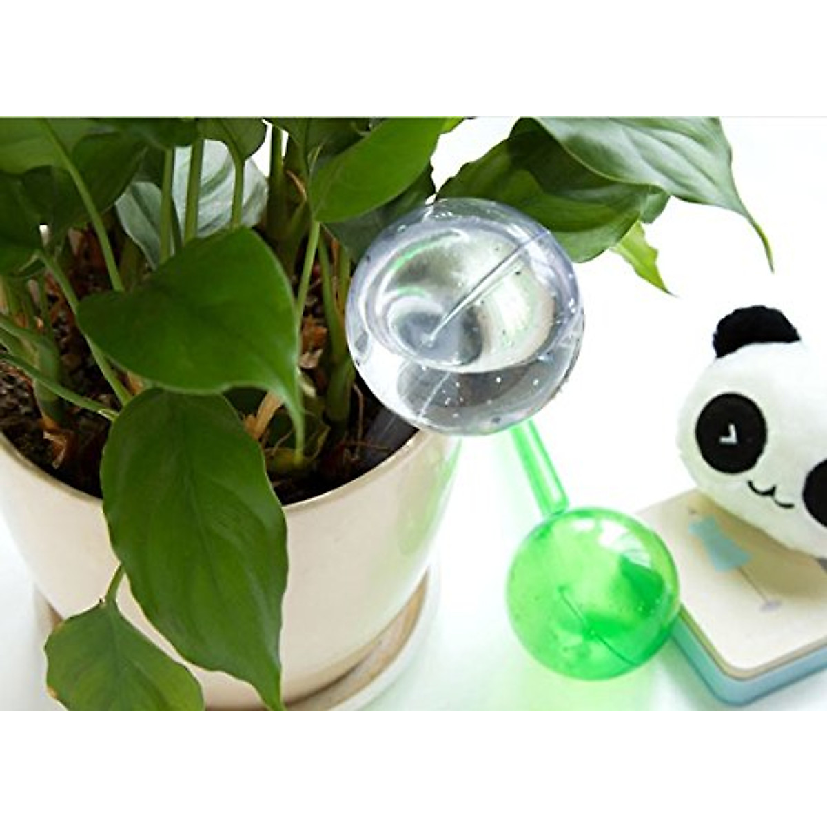 Warmshine 6 Pcs Garden Watering Globes Automatic Watering Globes Plant Self Watering Bulb Waterer Automatic Watering System,13cmx5cm/5.12inchx1.97inch (White&Green)