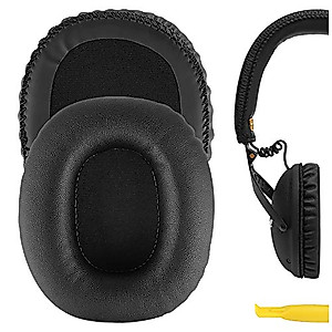 Geekria QuickFit Protein Leather Replacement Ear Pads for Marshall Monitor Headphones Ear Cushions, Headset Earpads, Ear Cups Repair Parts (Black)