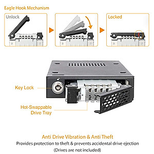ICY DOCK 2.5" U.2 NVMe SSD PCIe 3.0/4.0 Mobile Rack for External 3.5" Drive Bay (147mm Depth) | ToughArmor MB601VK-B