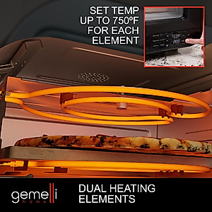 Gemelli Home Pizza Oven, Electric Indoor & Outdoor Pizza Maker, Up to 750ºF, Countertop Pizza Oven w/ 6 Preset Functions, Pizza Stone, & Accessories