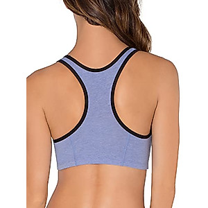 Fruit of the Loom womens Built Up Tank Style Sports Bra, Blue Gem With Black/White/Black Hue - 3 Pack, 34