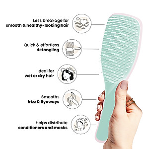 Tangle Teezer Ultimate Detangler Hairbrush for Wet & Dry Hair, Eliminates Knots & Reduces Breakage for All Hair Types, Baby Pink & Mint