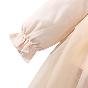 SOBOWO Beige Baby Dress Beige Baby Girl Outfit Infant Girl Tutu Dress Baby Ruffle Romper Dress Toddler Girl Skirt Headband Party Clothes(0-3 Months, Beige L)