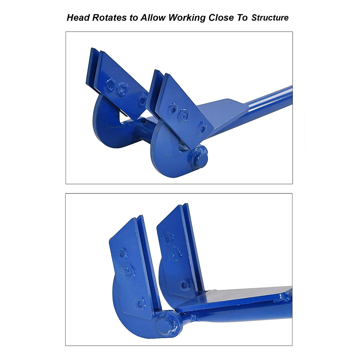 HOME-X Heavy-Duty Pallet Buster with Rotating Head, 45-Inch Powder-Coated Steel with Rubber Handle, No Assembly Required, 45" L x 6" W x 1 ¼ " H, Blue