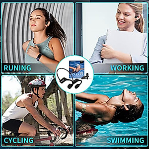 Bone Conduction Headphones, Jimbobo Open Ear Wireless Bluetooth Sport Earphones with Built-in 8GB Memory MP3 Player, Noise Cancelling Mic, IP68 Waterproof Headset for Swimming Running Cycling (Black)