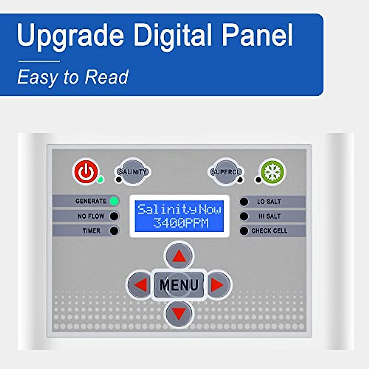 BLUE WORKS Saltwater Pool System Up to 40K Gallon Inground Pool Compatible with Hayward Salt Chlorine Generator Plumbing, 2 Year USA Warranty, White