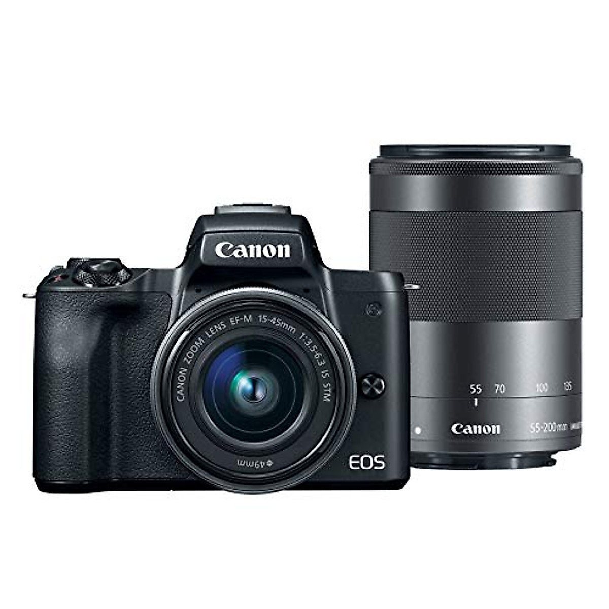 Canon EOS M50 Mirrorless Digital Camera with 15-45mm and 55-200mm Lens (Black) (Renewed)