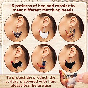 6 Pairs Acrylic Hen Chicken Earrings Animal Rooster Drop Dangle Earrings Cute Farm Chicken Jewelry for Women Ladies Gift