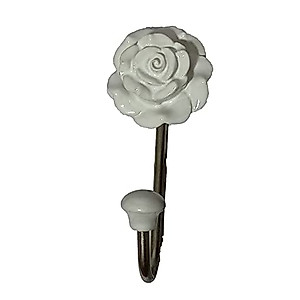 PARIJAT HANDICRAFT 5 Pcs Set Ceramic Coat Hook Towel Hanger for Bathroom Home and Office Pink Blue White