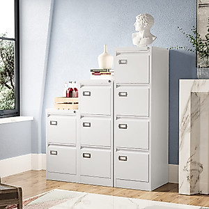 Anxxsu 4 Drawer File Cabinet, Filing Cabinets for Home Office, Metal Vertical File Storage Cabinet with Lock, Locking File Cabinet for A4 Legal/Letter, 15" W x 17.7" D x 50.1" H, Assembly Required