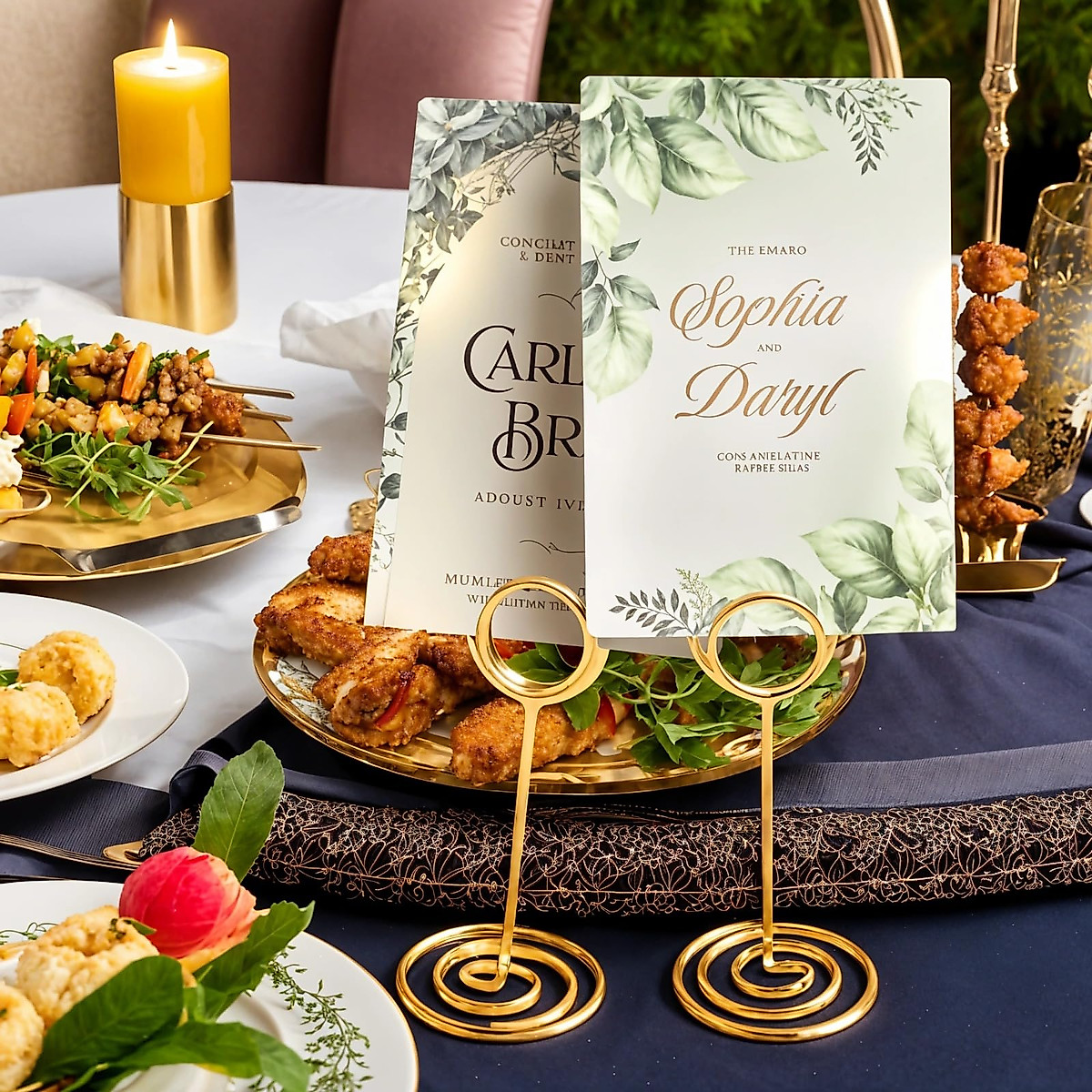 10Pcs Gold Table Number Holders with 10 Table Numbers Cards - 3.35 Inch Table Number Stands – Name, Picture, Place Card Holder for Centerpieces, Wedding Reception, Birthday, Restaurant & Parties