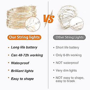 litogo 24 Pack Fairy Lights Battery Operated, 7ft 20 LED Waterproof Fairy String Lights Small Mini Light for Mason Jars Vases Table Centerpieces Wedding Decorations Christmas Tree, Warm White