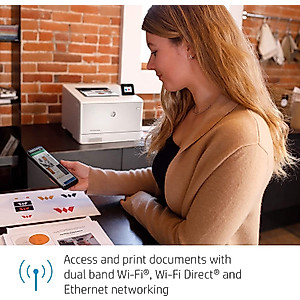 HP Laserjet Pro M454dw Wireless Color Laser Printer (W1Y45A), Print Only, 28ppm, 600x600 dpi, Duplex Printing, 2.7" Color Touchscreen Display, Auto On/Off Technology, Wi-Fi, Lanbertent Printer Cable