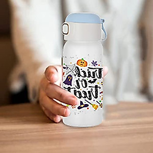 PYD Life Sublimation Glass Blanks Water Bottle 15 OZ Frosted Sippy Up Tumbler Cups with Light Blue Pop Lid and Straw for Tumbler Heat Press 6 Pack