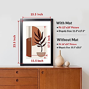 Annecy 16x24 Frame Black 1 Pack, Classic 16x24 Picture Frame Display 12x18 Pictures with Mat or 16x24 without Mat, Horizontal and Vertical for Wall-Mount, Decorate Home and Office with Large Paintings