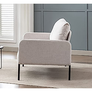 DM Furniture 47.5-Inch Small Loveseat Upholstered 2 Seater Love Seats Linen Sofa Couch for Bedroom Living Room, 500 Pounds Weight Capacity, Beige