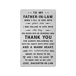 Yobent Father In Law Gifts from Daughter In Law, Father of The Groom Card, Unique Wedding Day Christmas to My Dad In Law from Bride, Thank You Father-In-Law Birthday Present