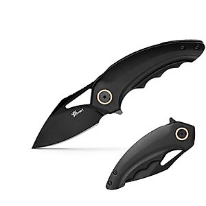 YF SMART Folding Utility Pocket Knife with 2.6" Black Stainless Steel Blade and Durable Anodized Alumina Handle EDC Knife,SpeedSafe Assisted Opening - Everyday Carry
