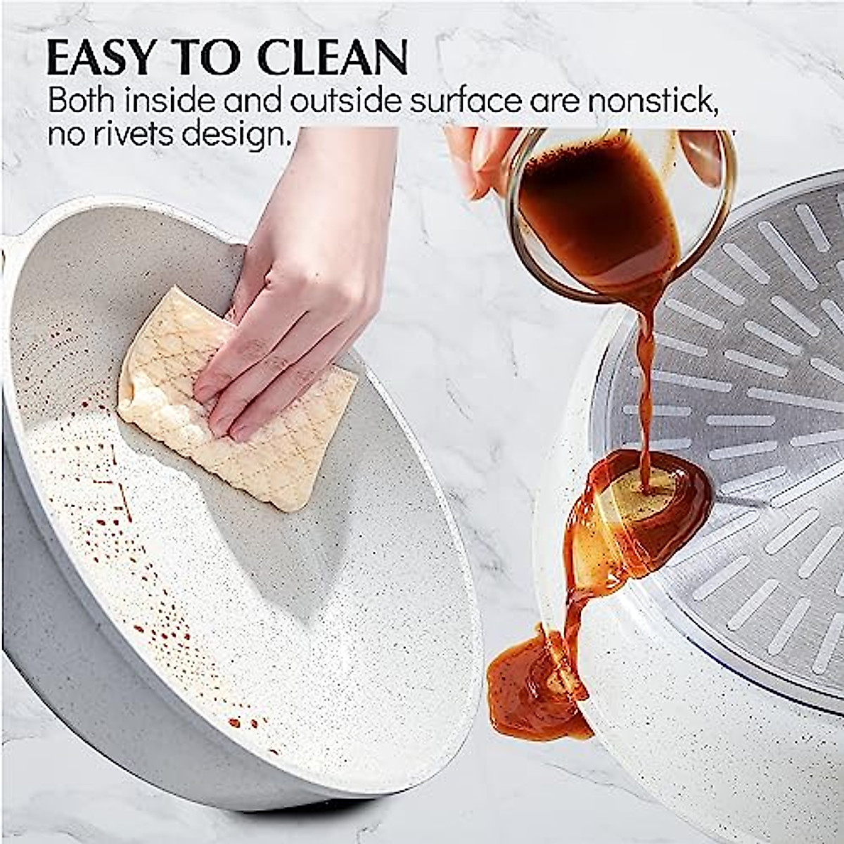 SENSARTE Nonstick Ceramic Sauté Pan 12-Inch, Non-toxic Deep Frying Pan Skillet with Lid, Healthy Jumbo Cooker, Stay Cool Handle, Induction Compatible, PFOA & PFAS Free
