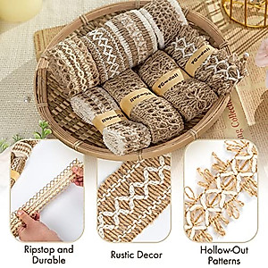 VGOODALL Jute Ribbons, 8 Rolls Burlap Lace Ribbons Rustic Ribbons for Crafts Gift Wrapping Party Decor