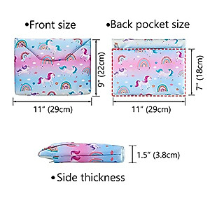 Unicorn Rainbow Book Sleeve with Zipper and Back Pocket, Book Covers for Paperback with Padded, 11 x 9 Inch, Unicorn Gifts for Girls