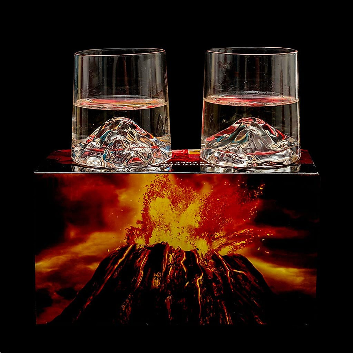 Wine glass Scotch Whiskey Glass Set of 2 Old Fashioned Glass,Unique Glass bourbon glasses,Transparent Rocks Glass with Box,8.4 Oz Cocktail Glass,Gift for Men (Transparent)