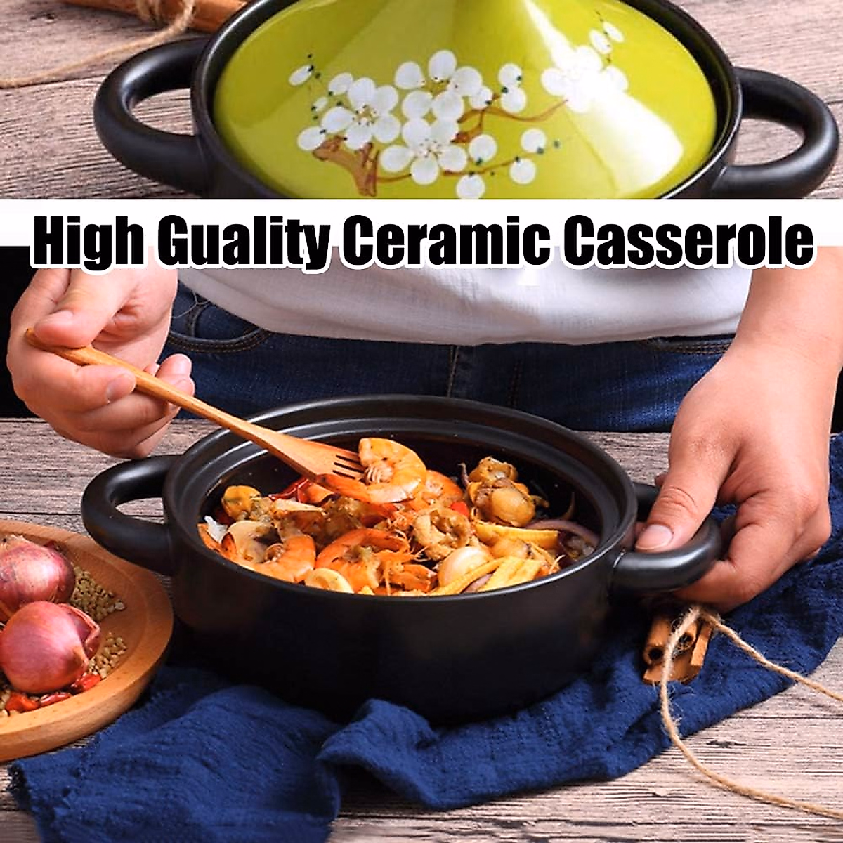 Xgxoz Tagine Pot for Cooking, High-Quality Cookware with Ceramic Cone-Shaped Lid, Ceramic Cooking Tagine for Home Kitchen